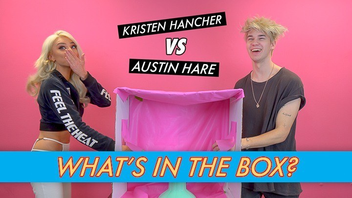 Kristen Hancher vs. Austin Hare - What's In The Box? | Famous Birthdays